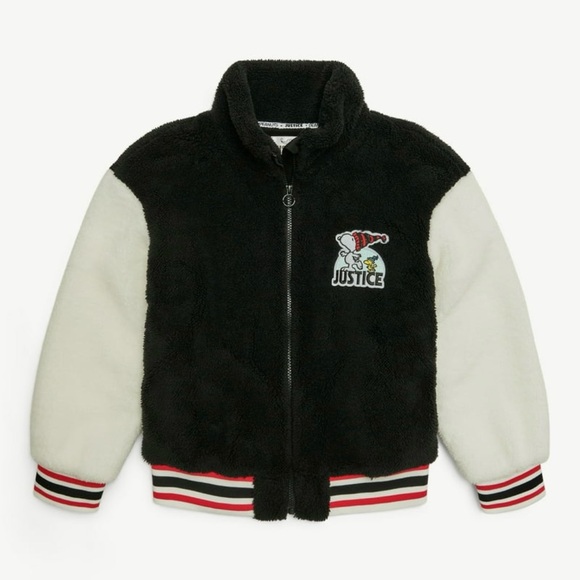 Justice | Jackets & Coats | Justice Snoopy Girls Sherpa Jacket Black ...